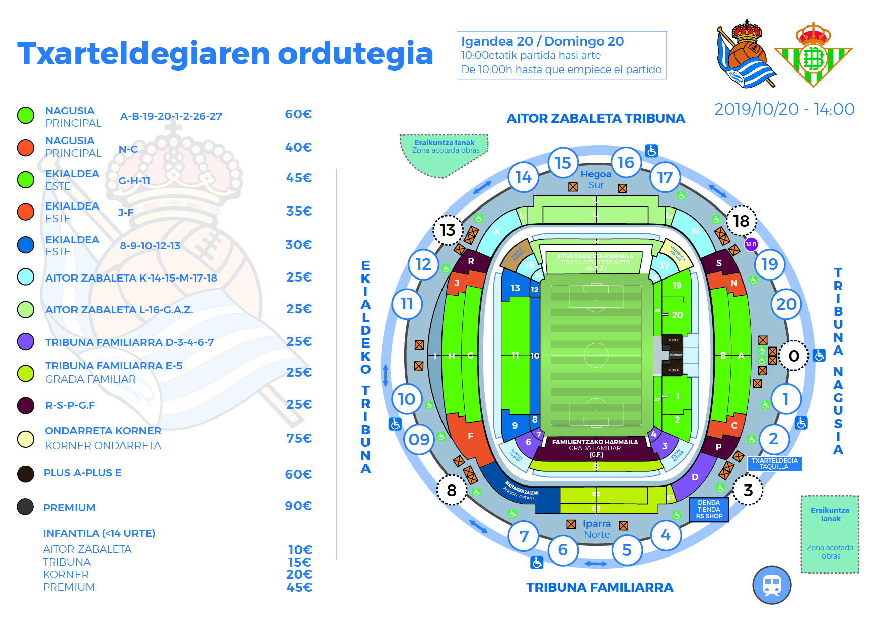 Real Sociedad: Información para el partido del domingo en el Reale Arena